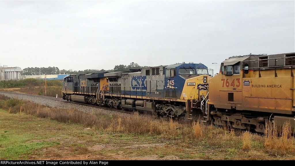 CSX 956 and 245 teamed up with UP 7643 and 6031